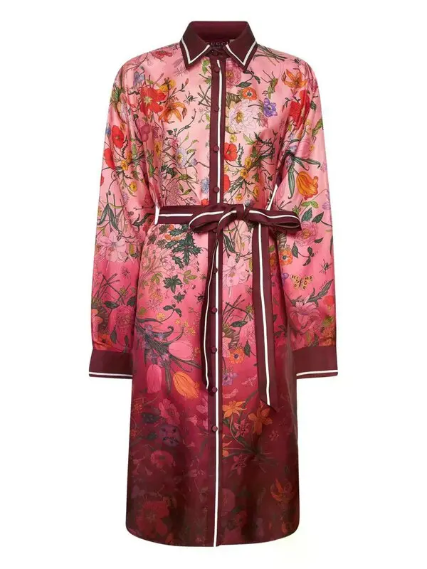 Gucci Floral-print Belted Shirt Dress