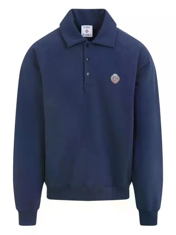 Casablanca Polo-neck Embroidered Sweatshirt - Blue