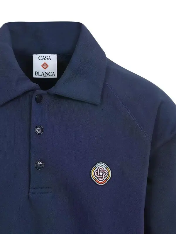 Casablanca Polo-neck Embroidered Sweatshirt - Blue