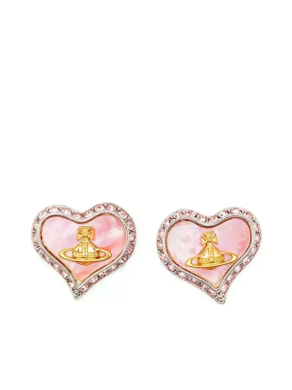 VIVIENNE WESTWOOD Orb Heart Stud Earrings - Silver