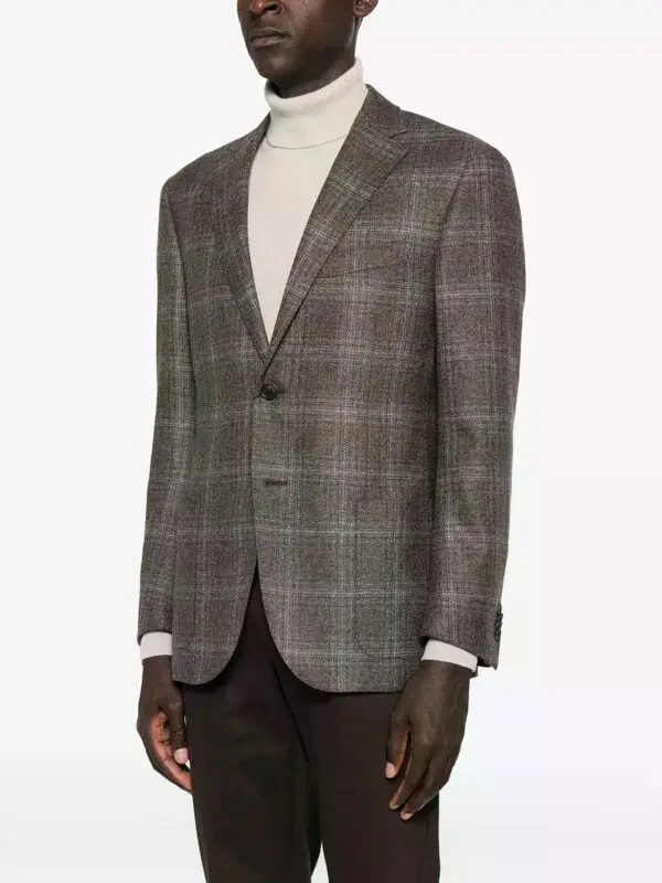 Corneliani Checked Two-button Blazer - Brown