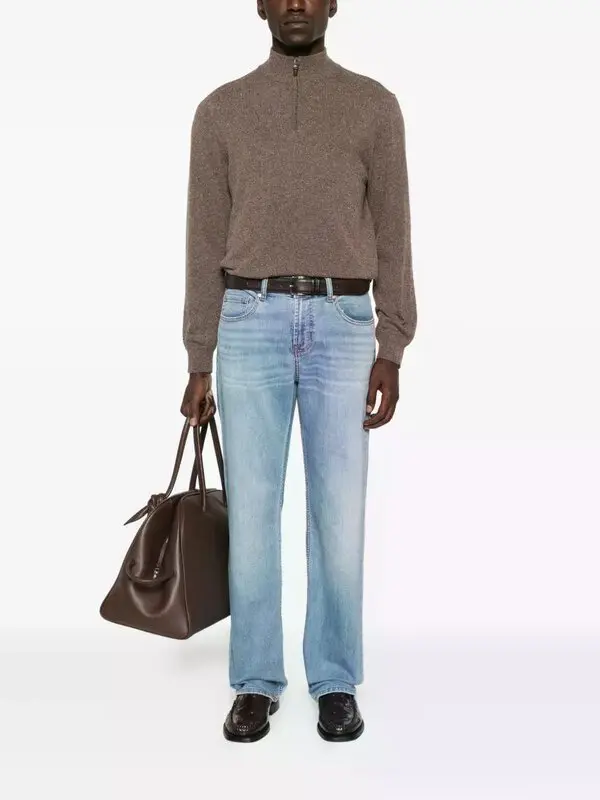 Canali Half-zip Wool Sweater - Brown
