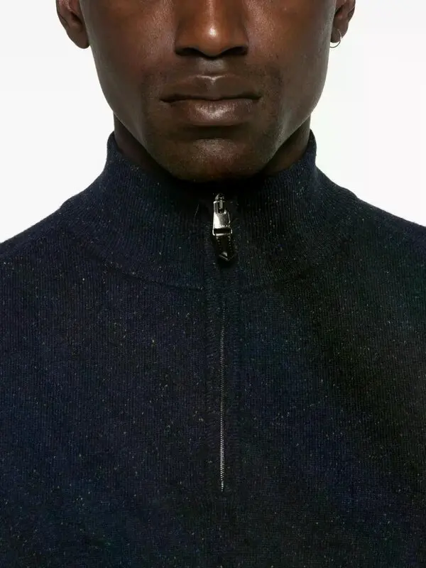 Canali Speckled Half-zip Sweater - Blue