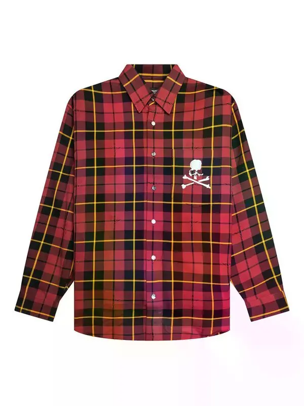 MASTERMIND WORLD Skull-embroidered Plaid Shirt