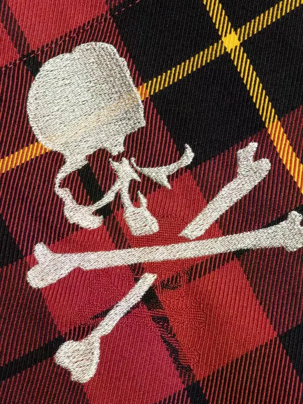 MASTERMIND WORLD Skull-embroidered Plaid Shirt