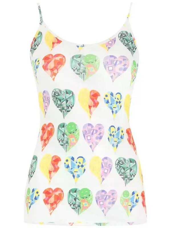 AMIR SLAMA Heart-print Tank Top - Neutrals