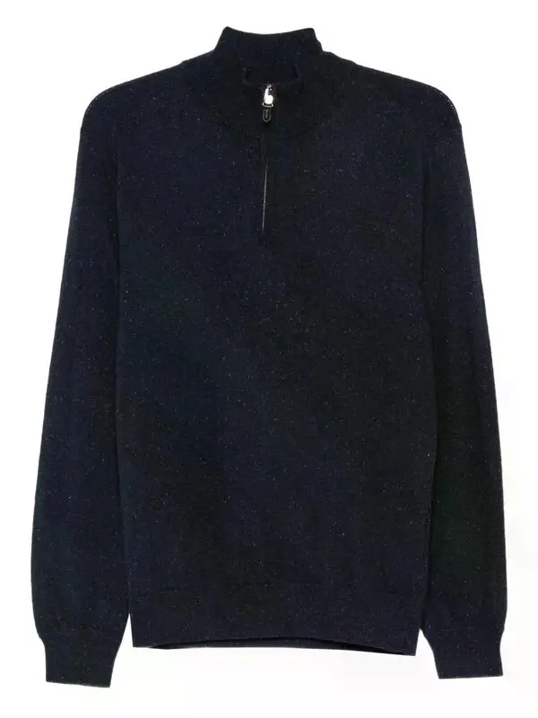 Canali Speckled Half-zip Sweater - Blue