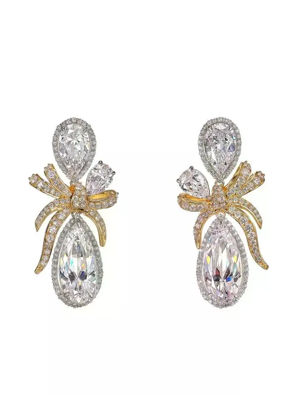 ANABELA CHAN 18k Yellow Gold And Rhodium Ruban Diamond Earrings - Silver