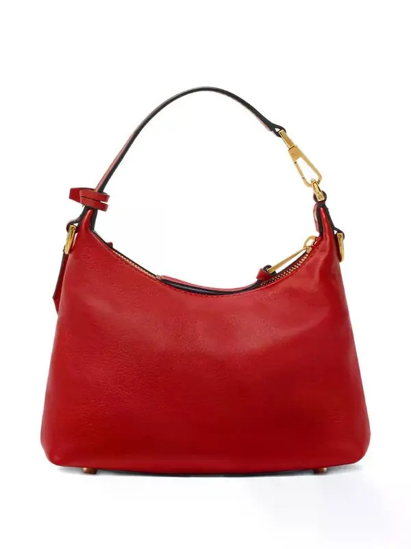 Versace Leather Shoulder Bag With Logo Plaque