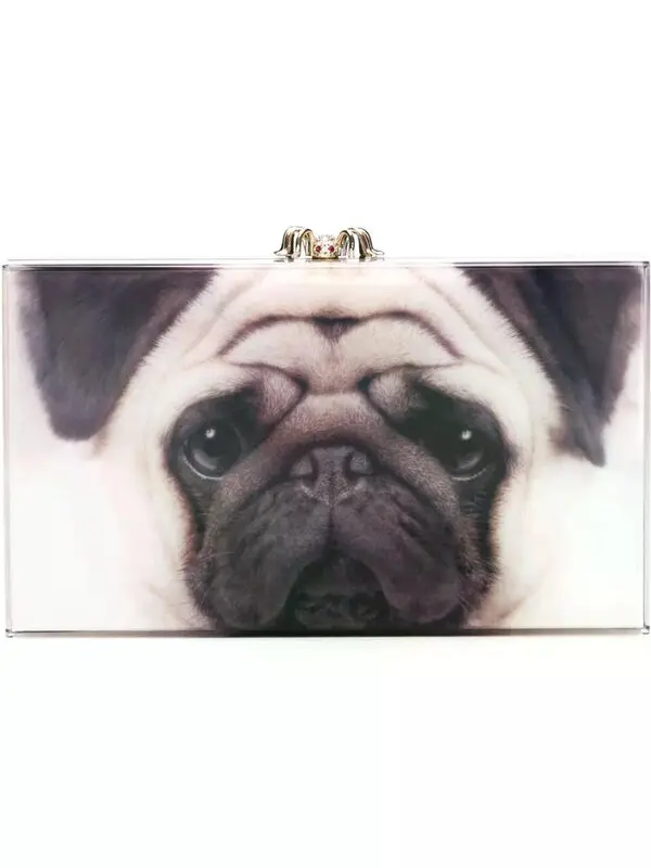 CHARLOTTE OLYMPIA Pandora Pug Print Clutch - Neutrals