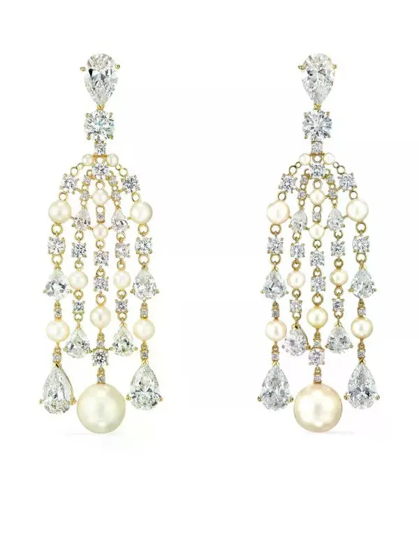 ANABELA CHAN 18k Yellow Vermeil Diamond Pearl Raindrop Earrings - Gold