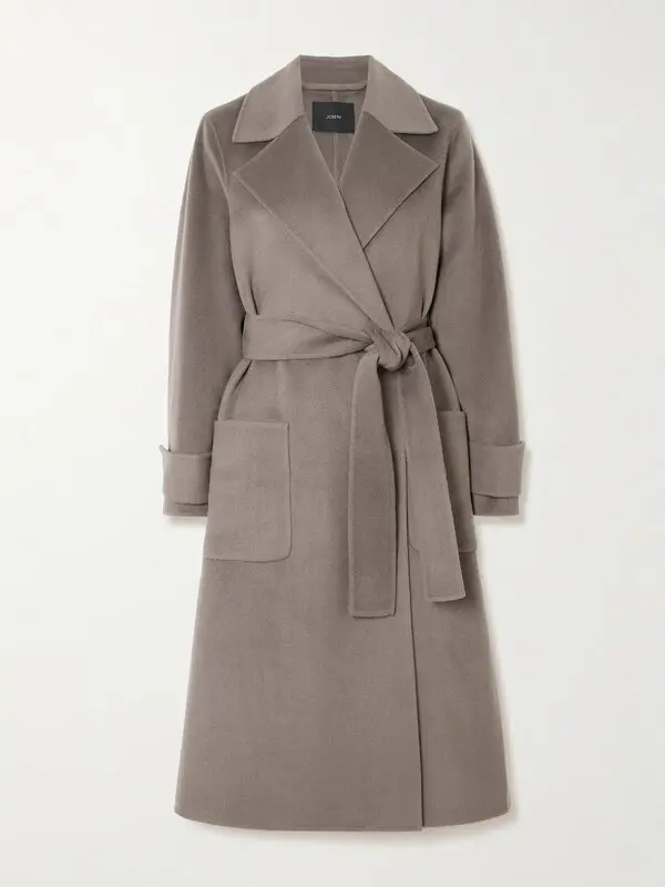 JOSEPH Arline Belted Wool And Cashmere-blend Coat - Neutrals