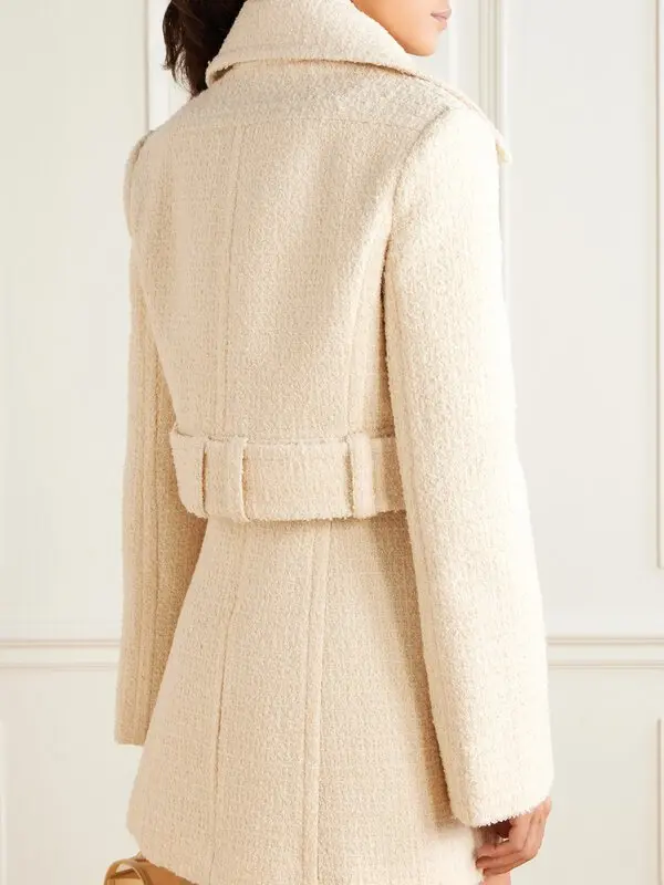 PATOU Belted Appliquéd Wool-blend Tweed Jacket - Cream