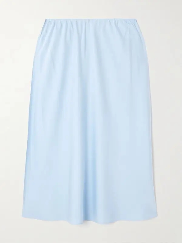 LISA YANG Silk-blend Satin Midi Skirt - Blue