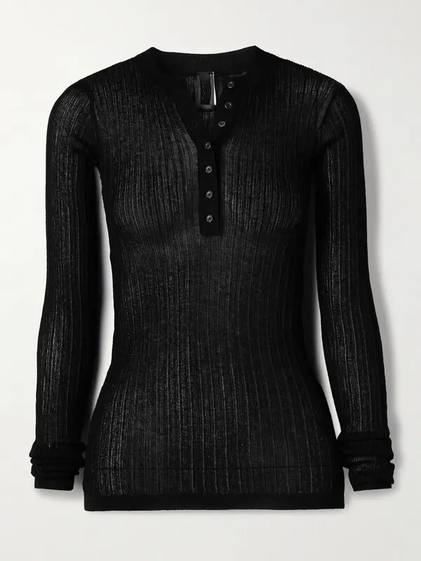 SKIMS Sheer Knit Long Sleeve Henley