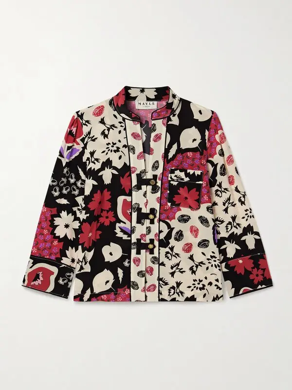 Maison Mayle Printed Silk-crepe Blouse