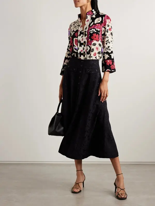 Maison Mayle Printed Silk-crepe Blouse