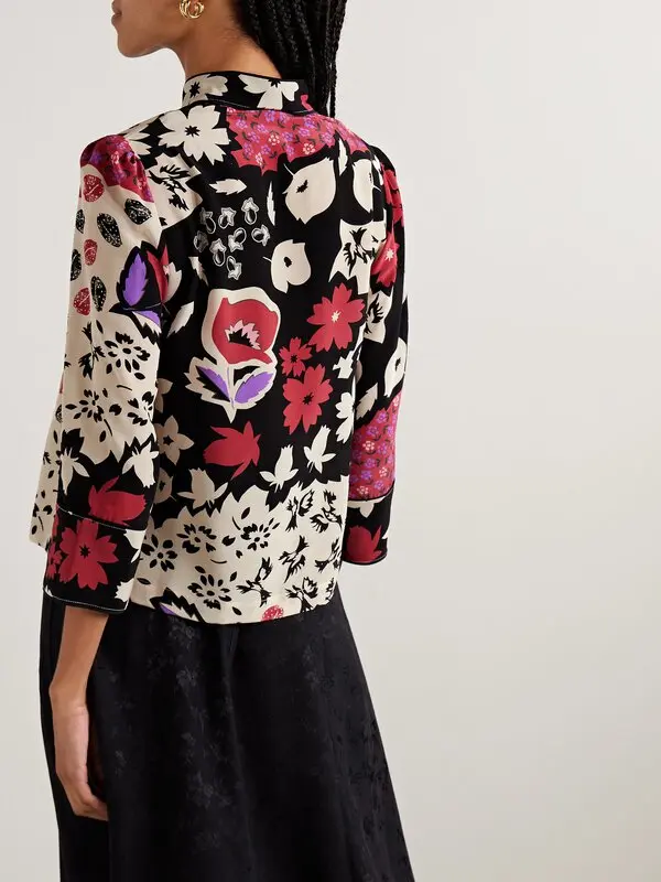 Maison Mayle Printed Silk-crepe Blouse