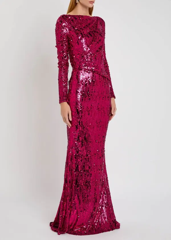Talbot Runhof Sequin-embellished Tulle Gown