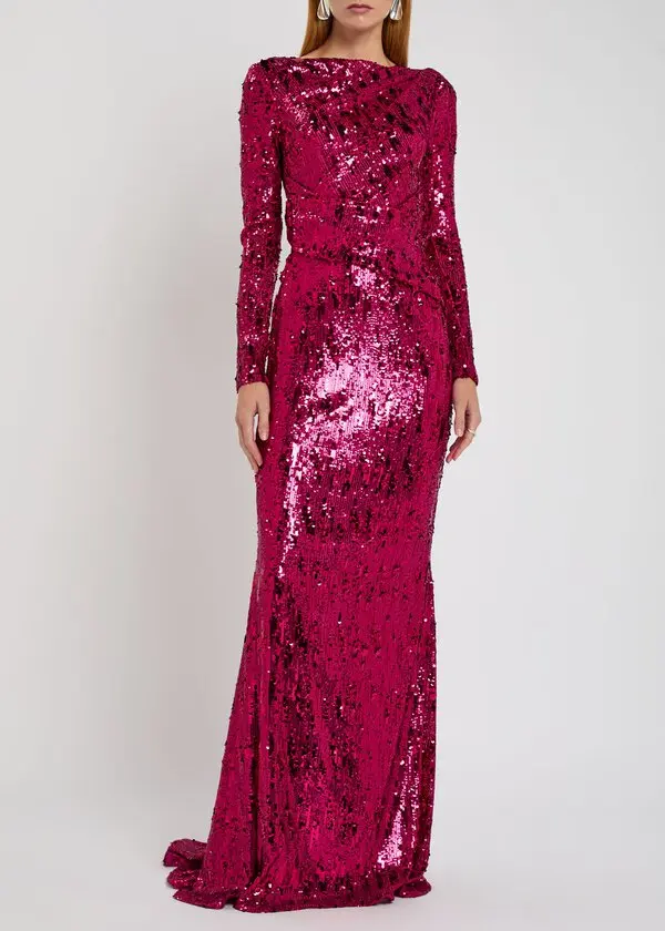 Talbot Runhof Sequin-embellished Tulle Gown