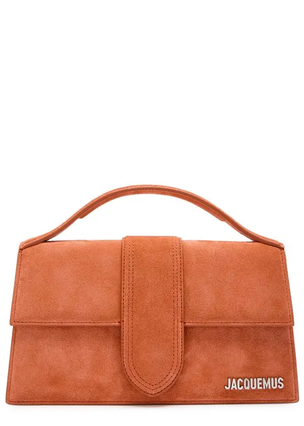 Jacquemus Le Grande Bambino Suede Top Handle Bag In Terracotta