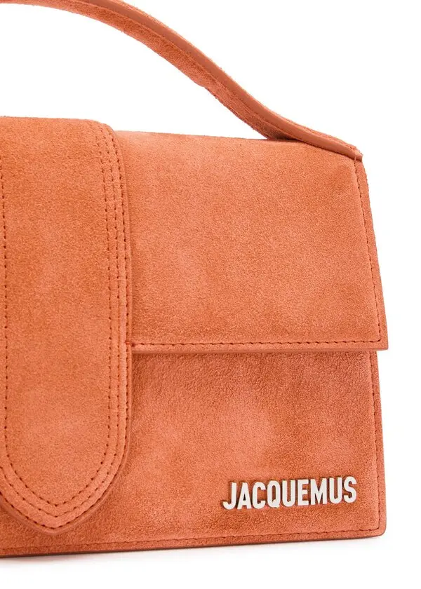 Jacquemus Le Grande Bambino Suede Top Handle Bag In Terracotta