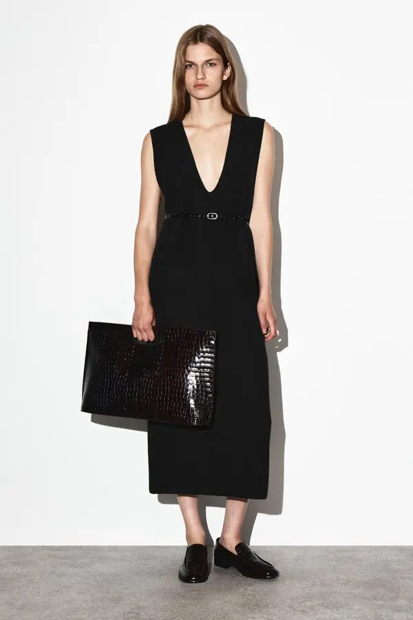 Cos Folio Oversized Croc-effect Leather Bag