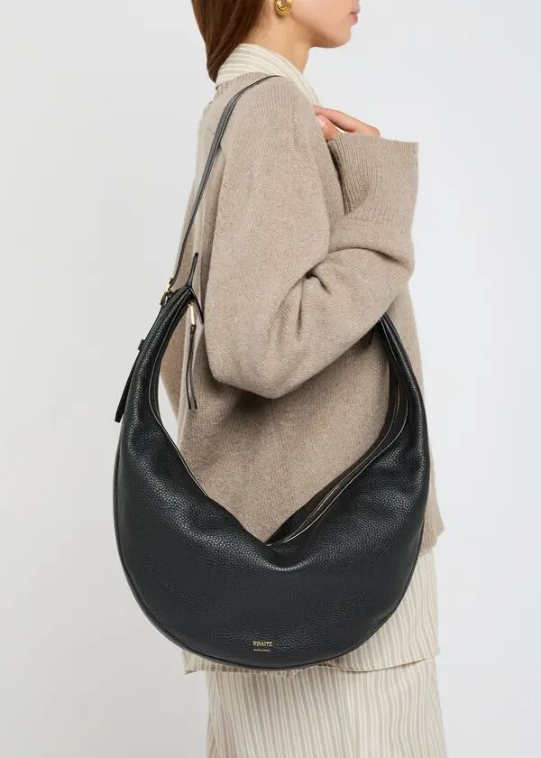 Khaite Grained Leather Shoulder Bag - Black