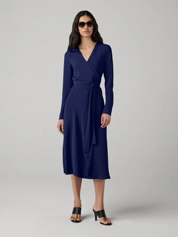 Diane Von Furstenberg Tilly Wrap Dress Navy Editorialist