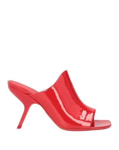 FERRAGAMO Leather Slide Sandals - Red