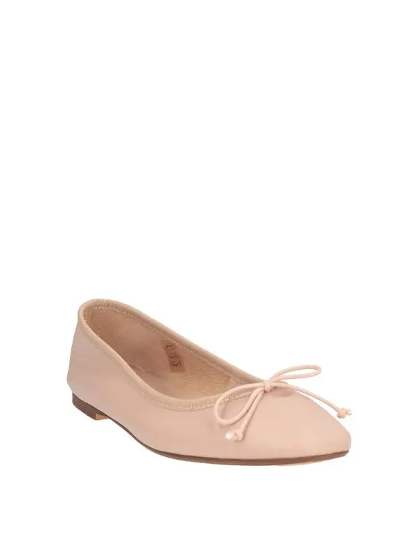 OVYE Leather Ballet Flats With Bow Detailing - Pink