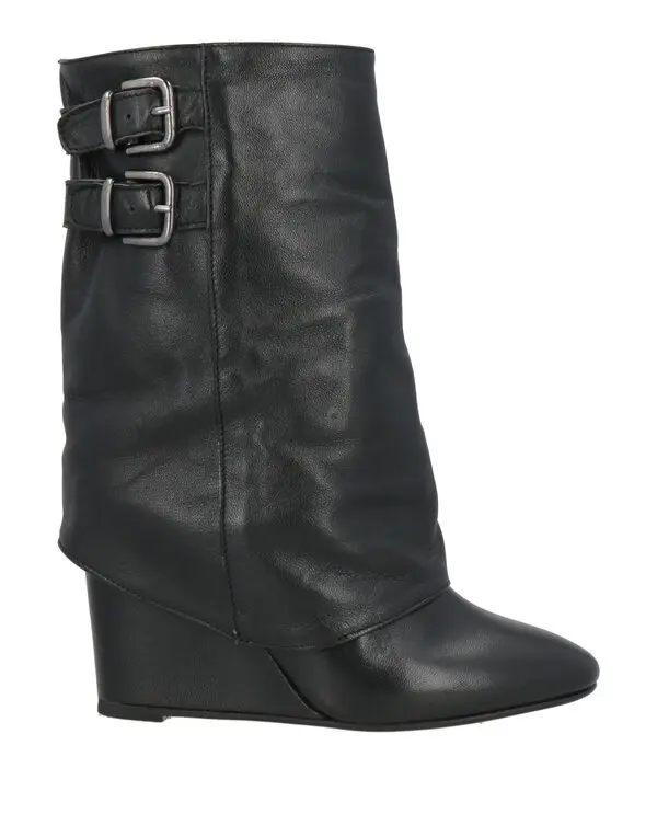 OVYE Leather Ankle Boots With Wedge Heel
