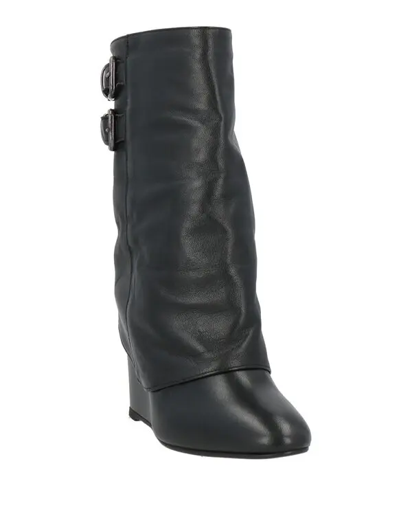 OVYE Leather Ankle Boots With Wedge Heel