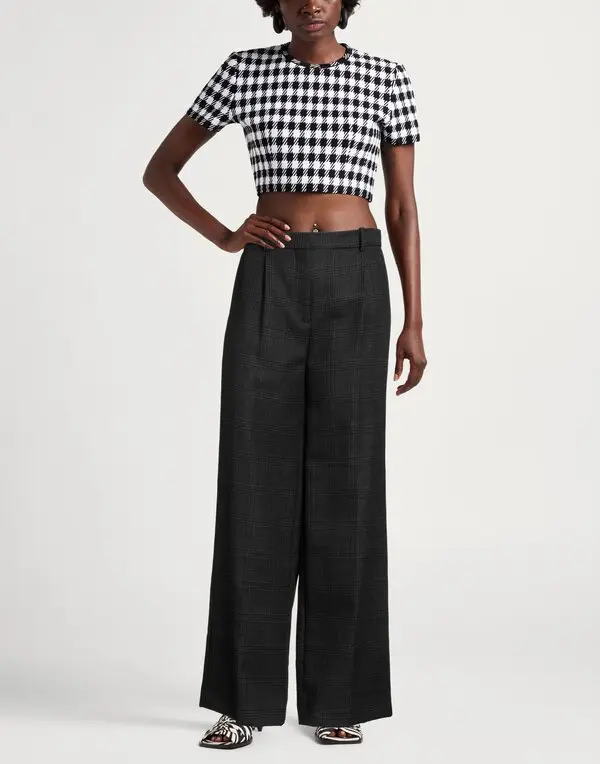 Sandro Wide-leg Glen Plaid Flannel Pants