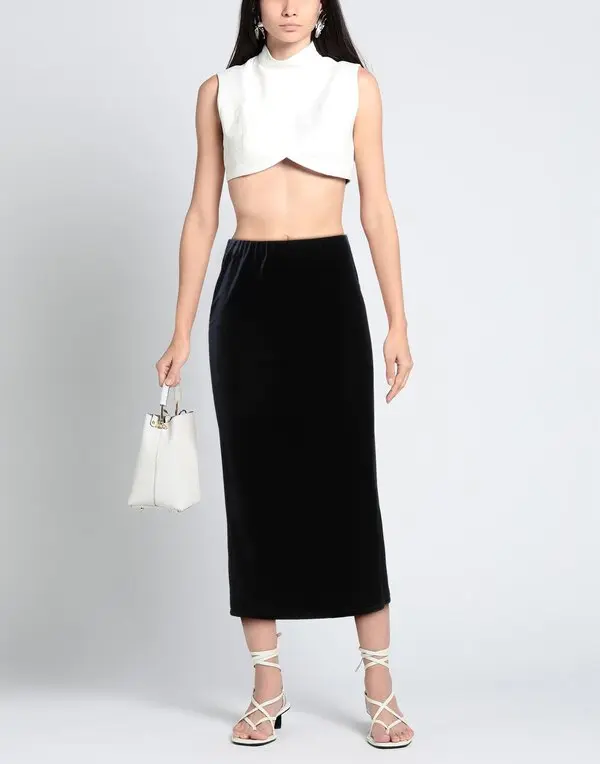 TENSIONE IN Velvet Pencil Midi Skirt