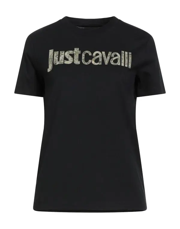 Just Cavalli Cotton T-shirt With Logo Print - Black