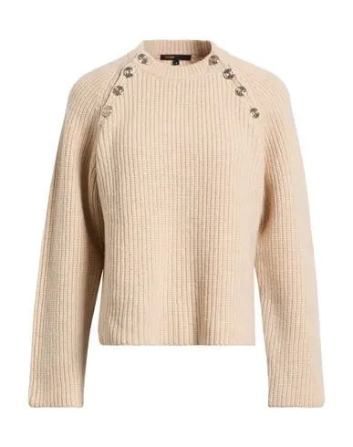 Maje Wool Knit Sweater With Buttoned Neckline