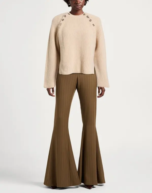 Maje Wool Knit Sweater With Buttoned Neckline