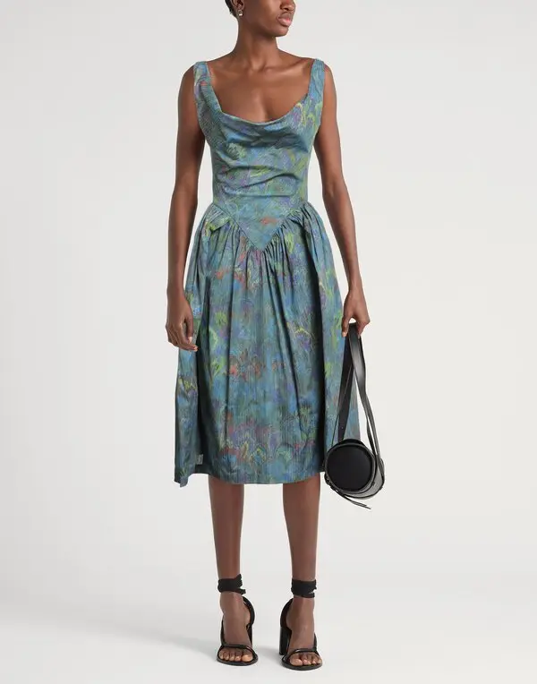 VIVIENNE WESTWOOD Midi Dress Slate Cotton - Slate Blue