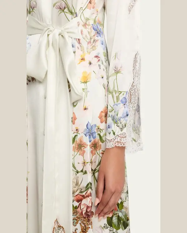 Camilla Printed Silk Shirtdress With Lace Trim