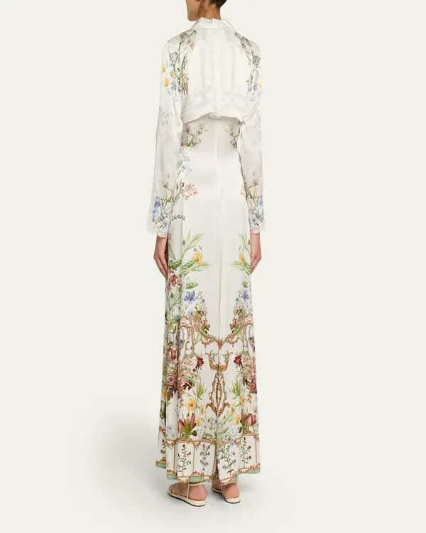 Camilla Printed Silk Shirtdress With Lace Trim