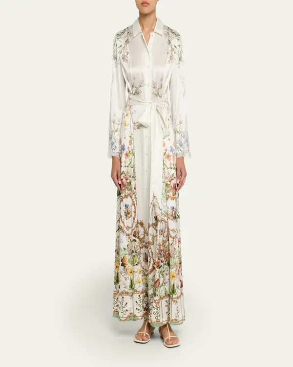 Camilla Printed Silk Shirtdress With Lace Trim