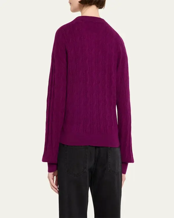 Guest In Residence Cashmere Cable Knit Collegiate Sweater