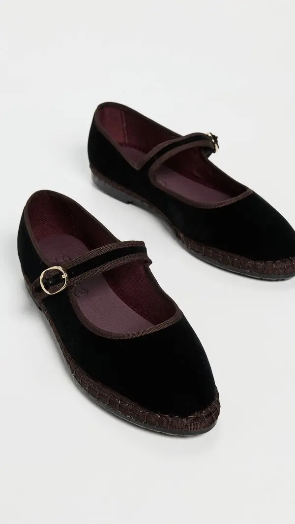 FLABELUS Velvet Mary Jane Flats - Sethe