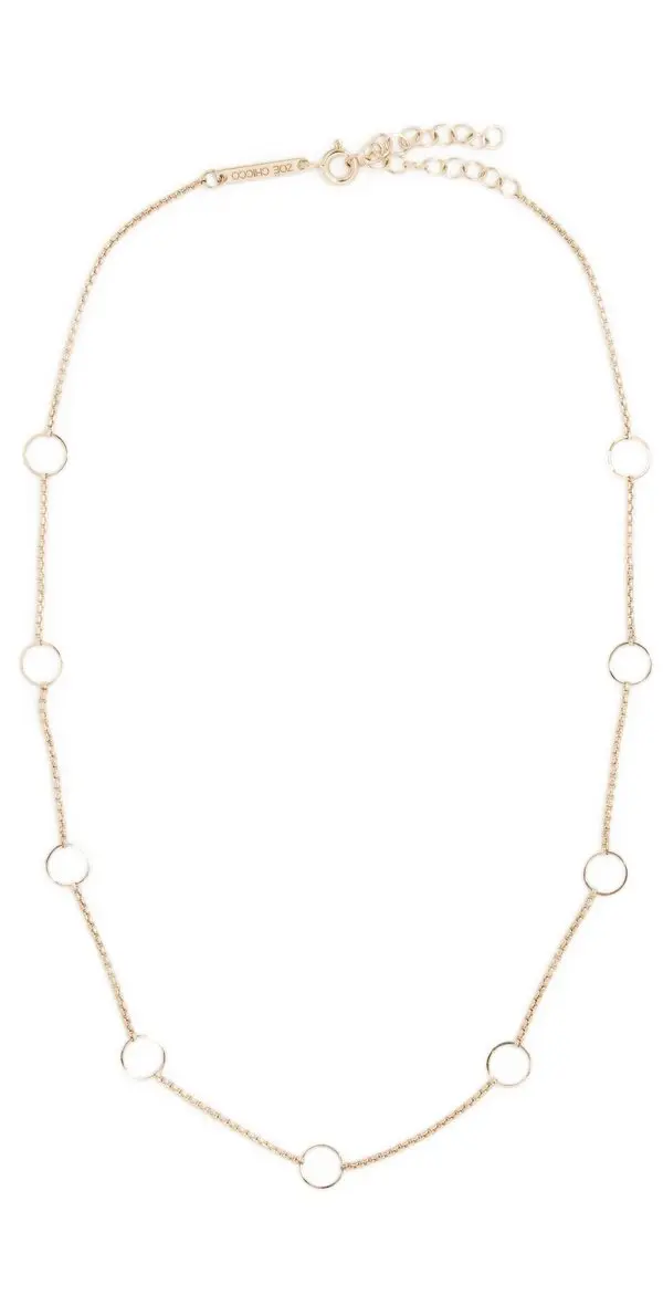 Zoe Chicco 14k Gold Circles Station Box Chain Necklace - 14k Yellow Gold