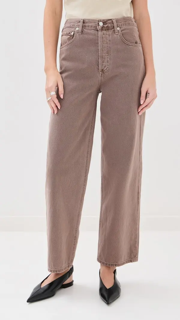 AGOLDE Ren High-rise Wide Leg Jeans - Ceramic