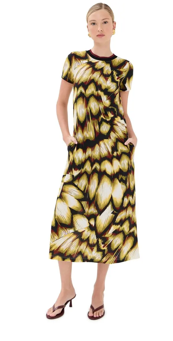 la doublej swing midi dress Sporty Swing floral cotton midi dress in burgundy - La Double J