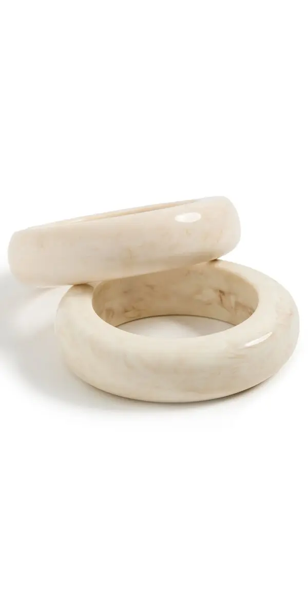 Shashi Swirled Resin Bangle Set - Beige