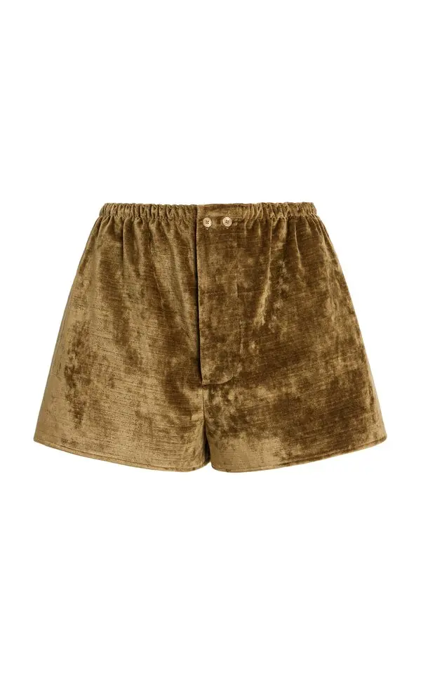 ALFIE Boxer Crushed Velour Shorts - Brown
