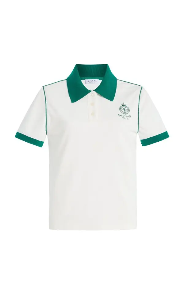 SPORTY & RICH Crown Cotton-piqué Polo Shirt - Green